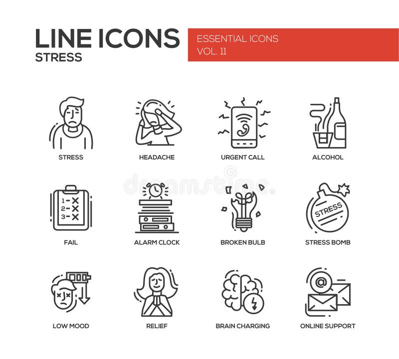 Stress at Work - Line Flat Design Website Banner Stock Vector ...