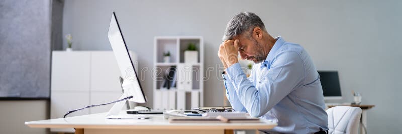Stressed Accountant Man with Headache Stock Photo - Image of accountant ...