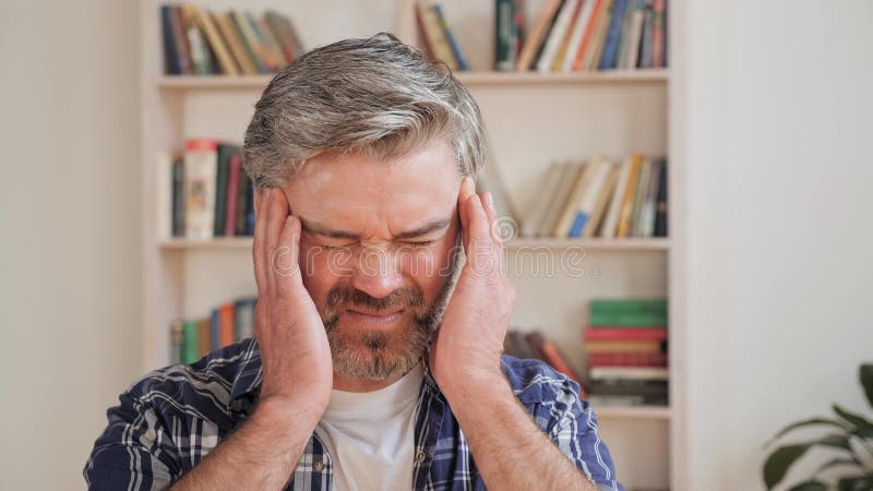 Stressed Adult Man Suffering from Muscles Tension Due To Computer ...