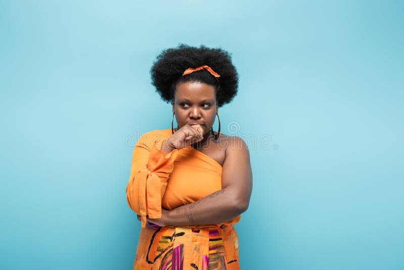 Stressed African American Body Positive Woman Stock Image Image Of