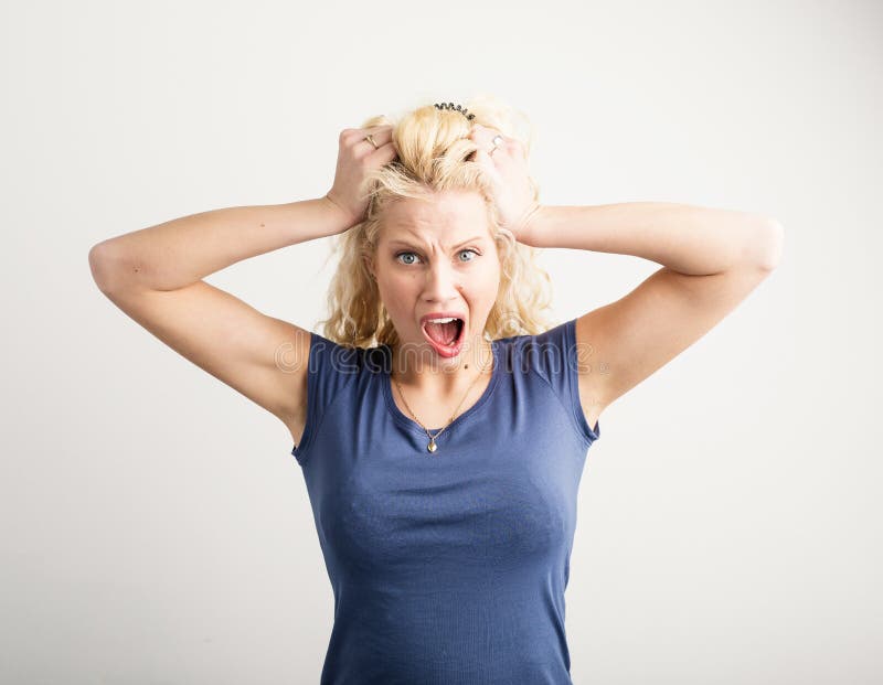 207 Young Frustrated Woman Pulling Out Hair Stock Photos - Free ...