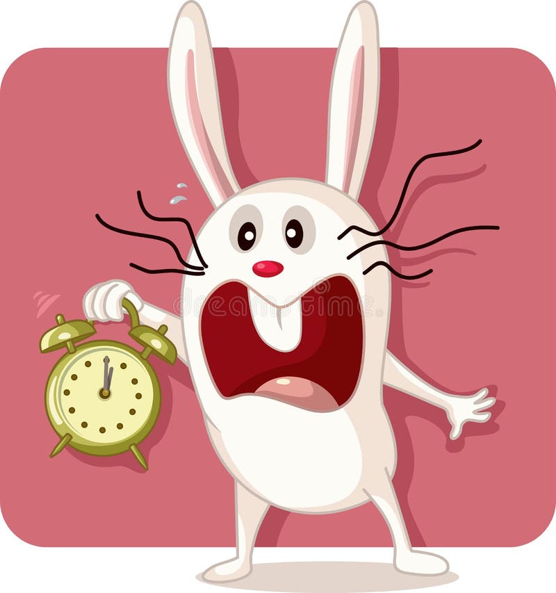 Stressed Bunny with Alarm Clock Vector Stock Vector - Illustration of ...