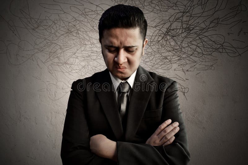 Stressed Business Man Think Hard Stock Photo - Image of concept ...