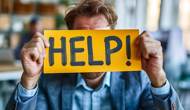 Stressed Business Person Asking for Help Stock Illustration ...