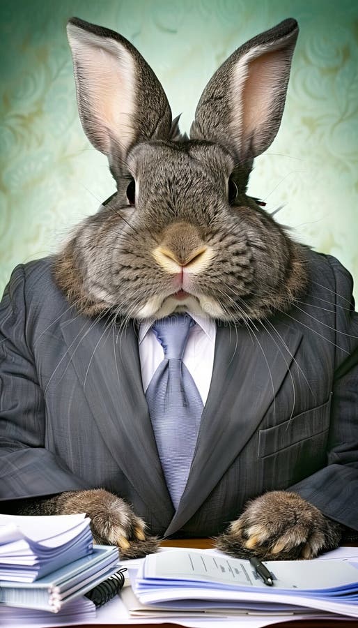 Stressed Business Rabbit Anthropomorphic Bunny in Suit Overwhelmed with ...
