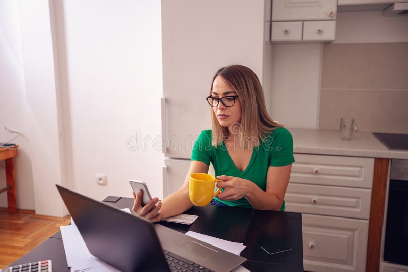 Stressed Business Woman- Single Mom Working Stock Image - Image of ...