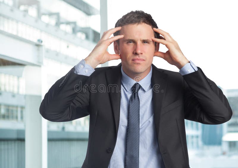 Stressed Businessman in Business District Stock Photo - Image of ...