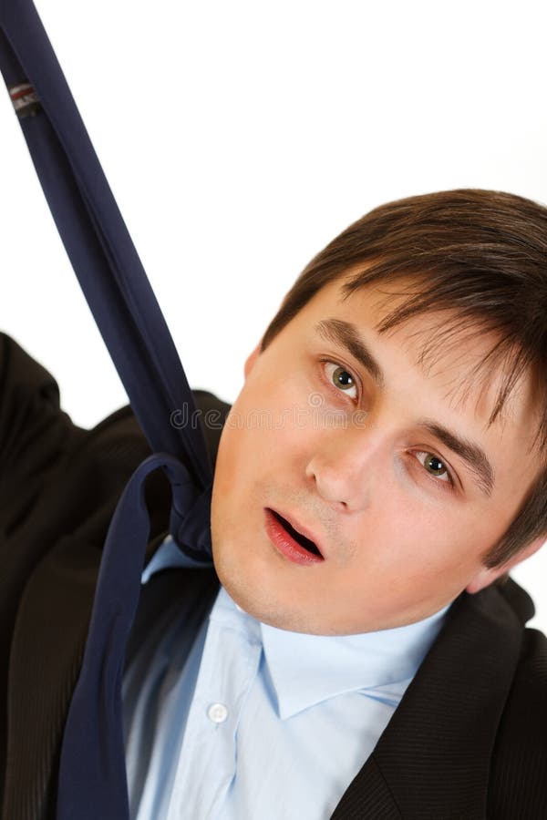 Stressed Businessman Hanging Himself on Necktie Stock Photo - Image of ...