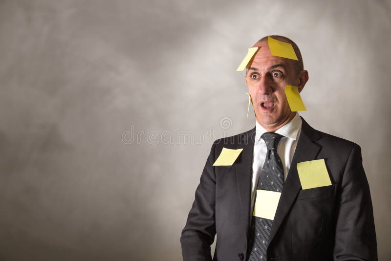Businessman with Post-it Head Stock Photo - Image of caucasian, adult ...