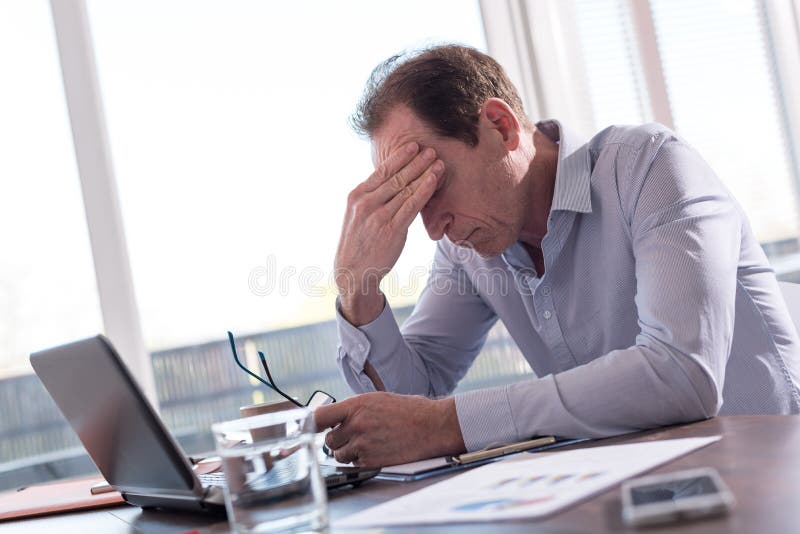 Stressed Businessman Sitting in Office Stock Image - Image of people ...