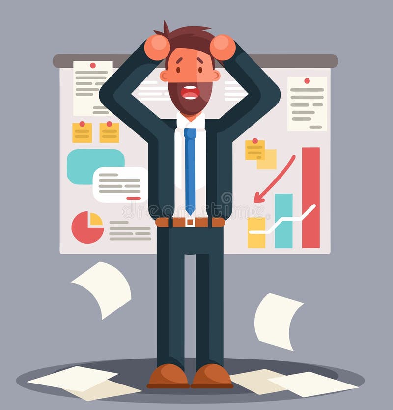 Stressed Businessman Standing Against a Bad Results Chart. Business ...