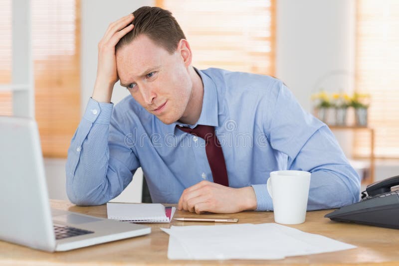 Stressed Businessman Working at His Desk Stock Photo - Image of person ...