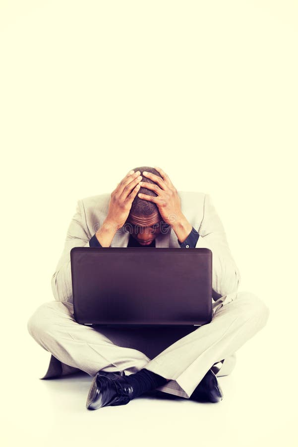Stressed Businessman Working on Laptop Stock Photo - Image of filtered ...