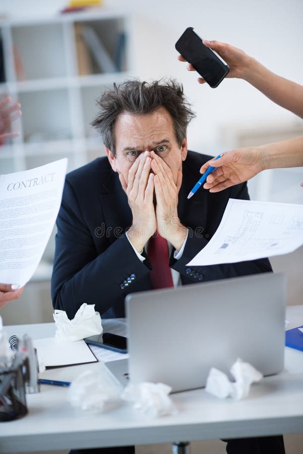 Stressed Businessman at Workplace Stock Image - Image of profession ...