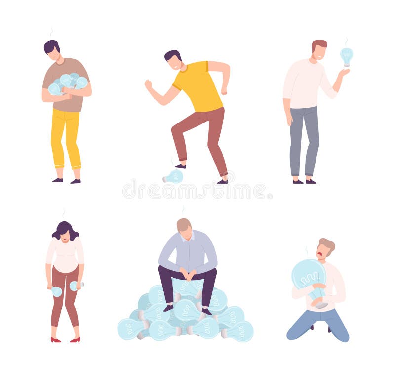 Stressed Businessmen Characters Have No Ideas Set. Depressed Sad People ...