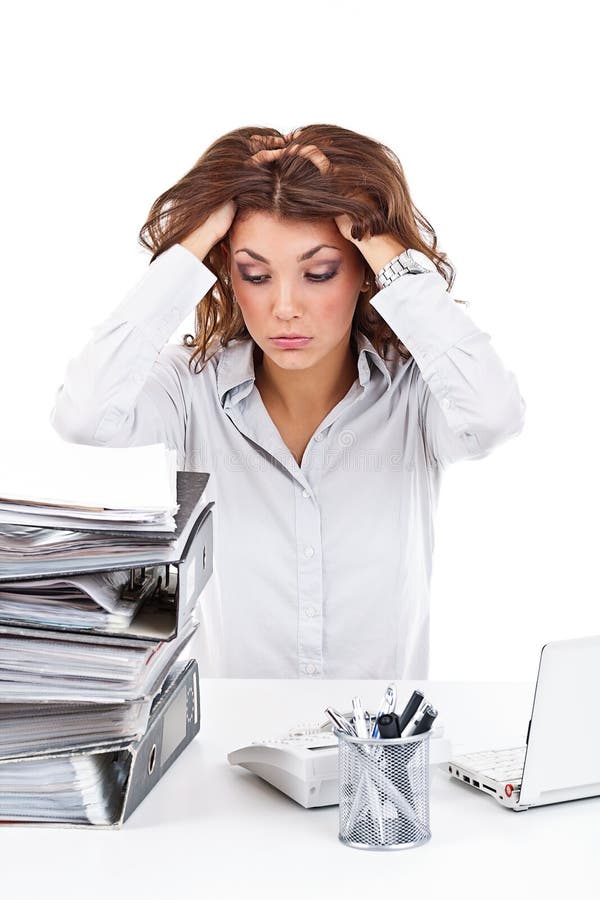 Woman stressed at work stock photo. Image of woman, file - 13641062