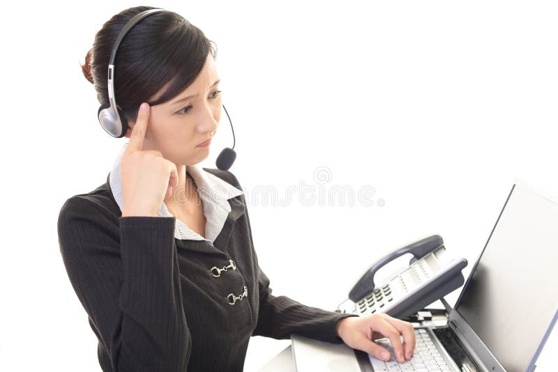 A Stressed Call Center Operator Stock Photo - Image of laptop, anxious ...