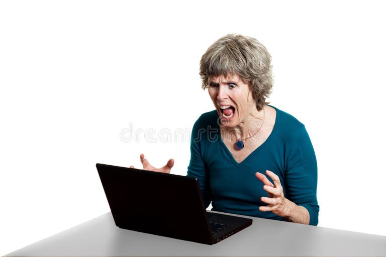 Stressed Computer User Screaming Stock Image - Image of pensioner ...