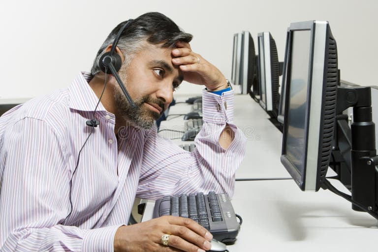 Stressed Customer Service Operator on Call Stock Image - Image of ...