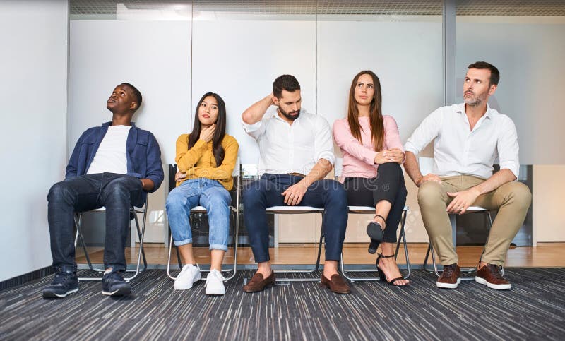 Stressed Diverse People Waiting for Job Interview Stock Image - Image ...