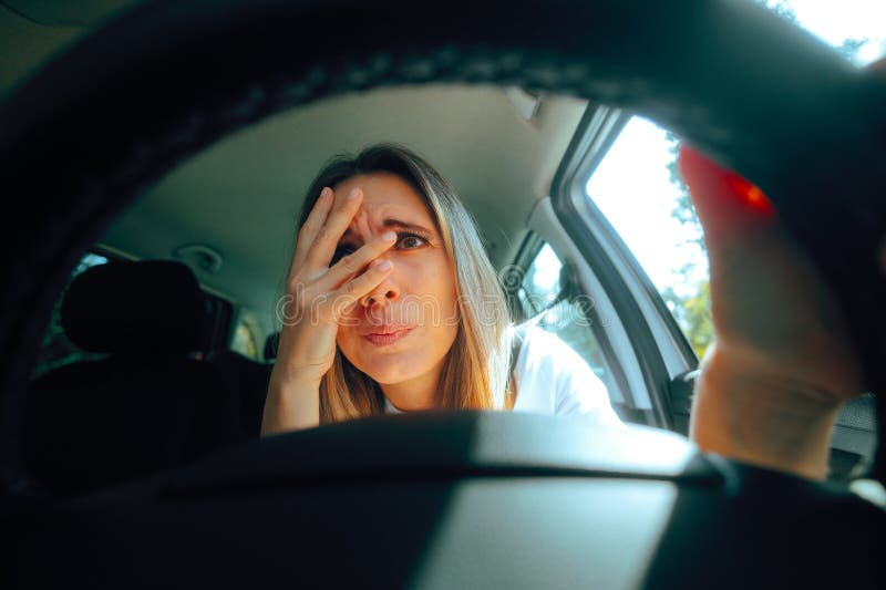 Stressed Driver Feeling Anxious Behind the Wheel Driving Stock Image ...