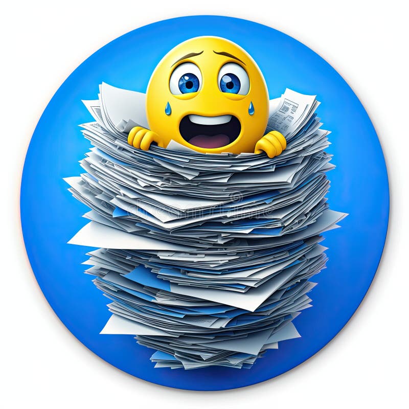 Stressed Emoji Drowning in Papers, Expressing Overwhelming Emotions ...