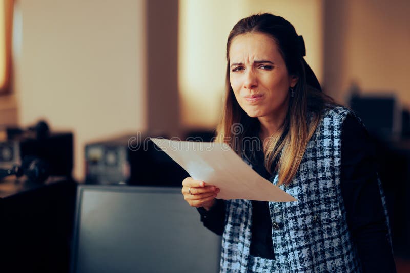 Woman Having Difficulties Reading a Contract in Fine Print Stock Image ...