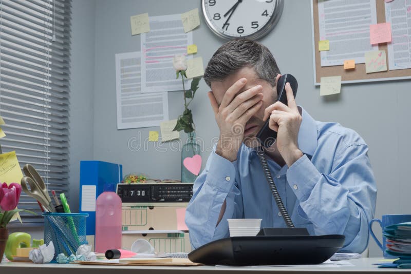 Stressed Employee on the Phone Stock Image - Image of stress, call ...
