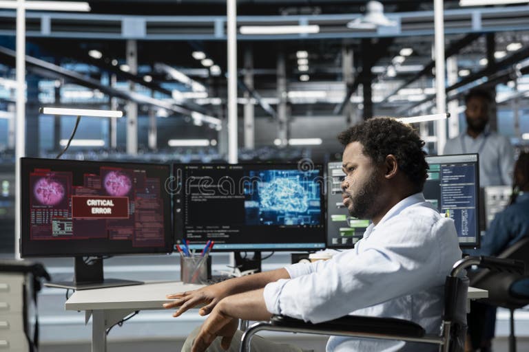 Stressed Engineer Panicking after Seeing Errors while Overseeing Data ...