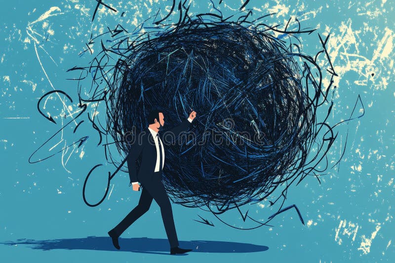 A Stressed and Exhausted Businessman, Struggling with Anxiety from Work ...