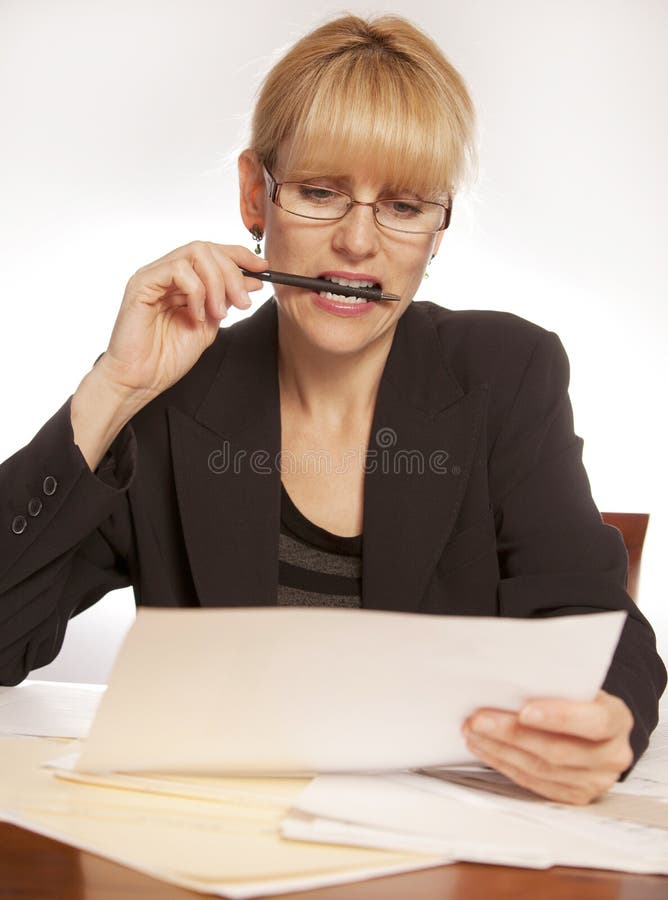 Stressed Out Female Office Worker Stock Photo - Image of crazy, white ...