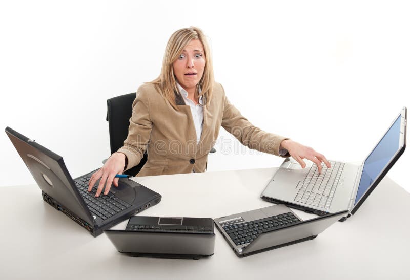 Stressed female executive stock photo. Image of desk - 66606570
