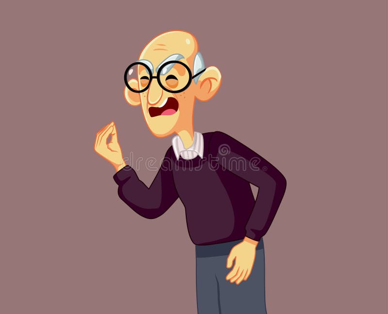 Unhappy Grumpy Man Shouting and Explaining Vector Character Stock ...