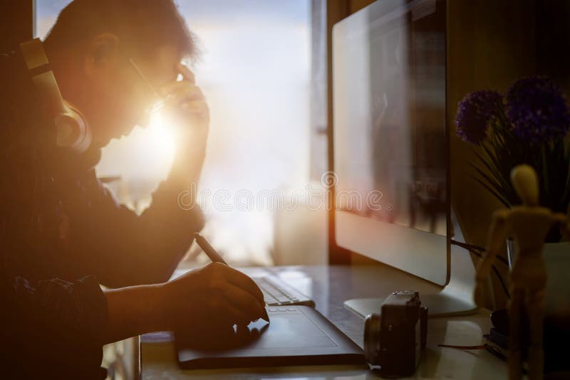 Stressed Graphic Designer at Studio. Stock Image - Image of occupation ...
