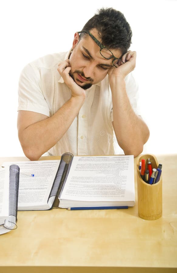 Stressed Guy stock image. Image of notebook, glasses - 32364811