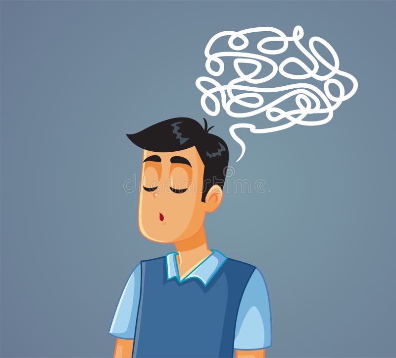 Puzzled Man Thinking in Doubt Vector Cartoon Illustration Stock Vector ...