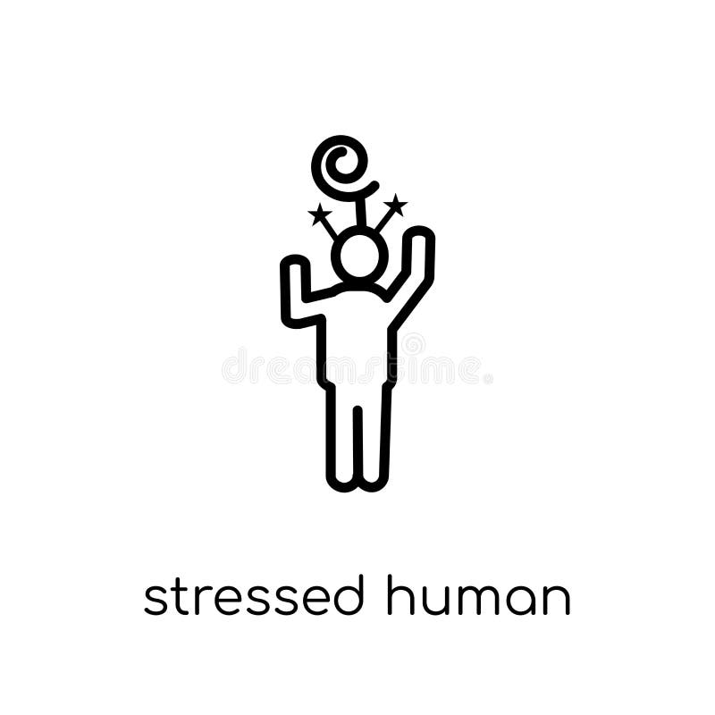 Stressed Human Icon. Trendy Modern Flat Linear Vector Stressed H Stock ...