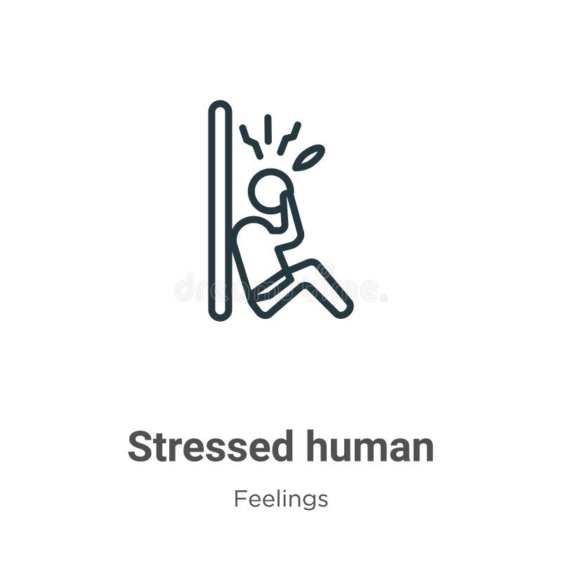 Stressed Human Outline Vector Icon. Thin Line Black Stressed Human Icon ...