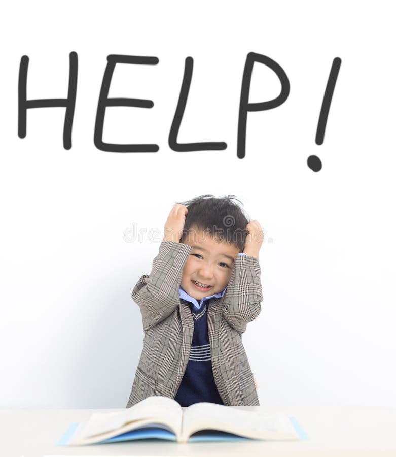 Stressed Kid Need Help during the Study Stock Photo - Image of learn ...