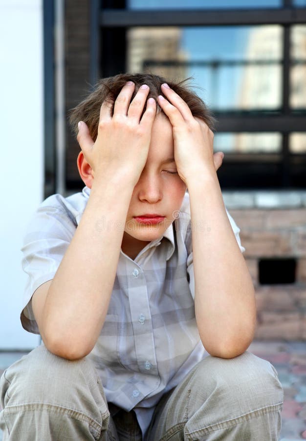 Stressed Kid outdoor stock image. Image of dismal, minor - 54545059