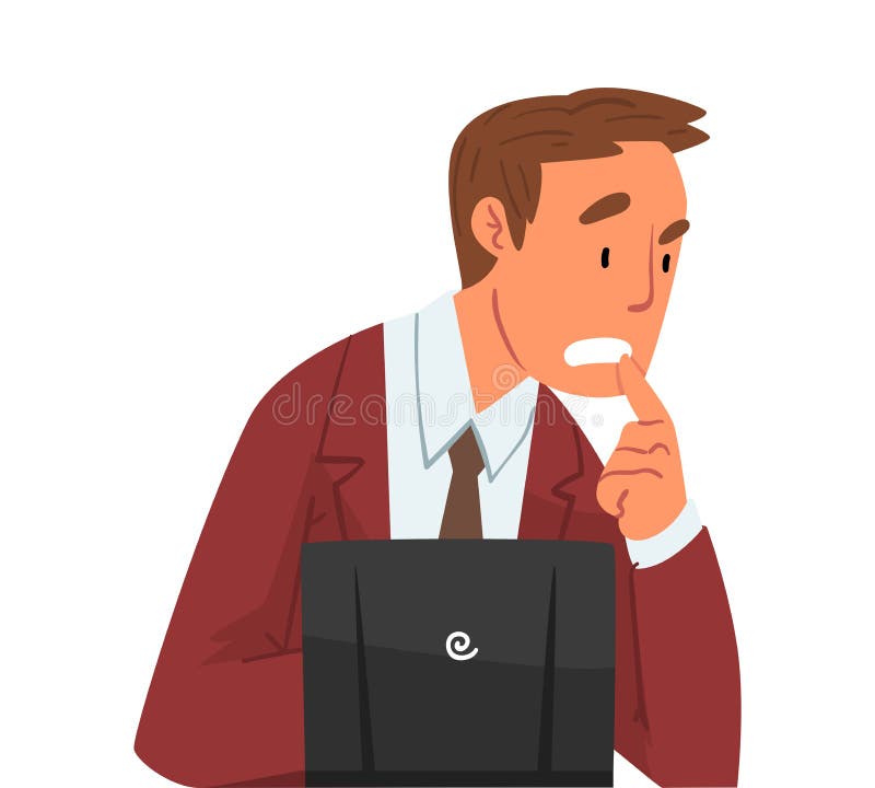 Stressed Male Manager Sitting in Front of Computer, Thoughtful ...