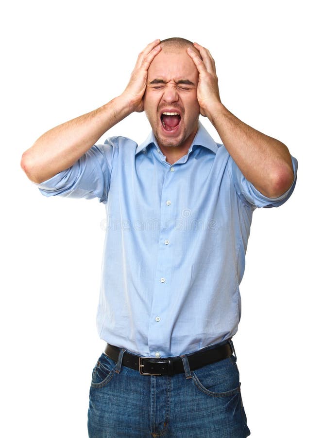 Stressed man stock image. Image of isolated, young, white - 16571005