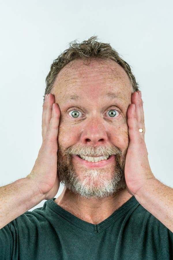Stressed Man in Beard with Crazy Expression. Stock Photo - Image of ...