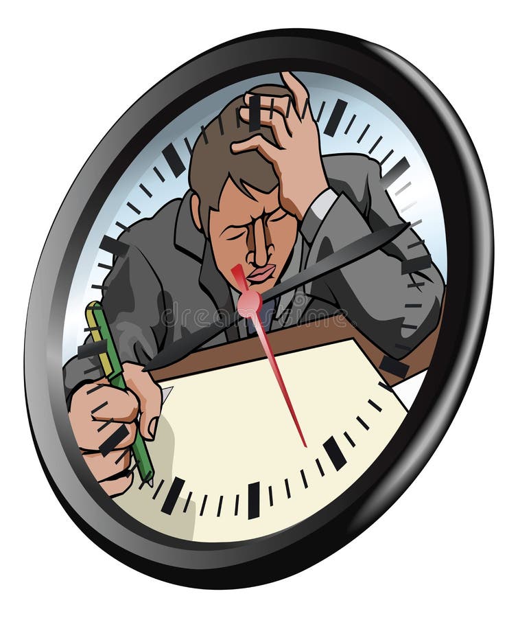 Stressed man clock concept stock vector. Illustration of professional ...