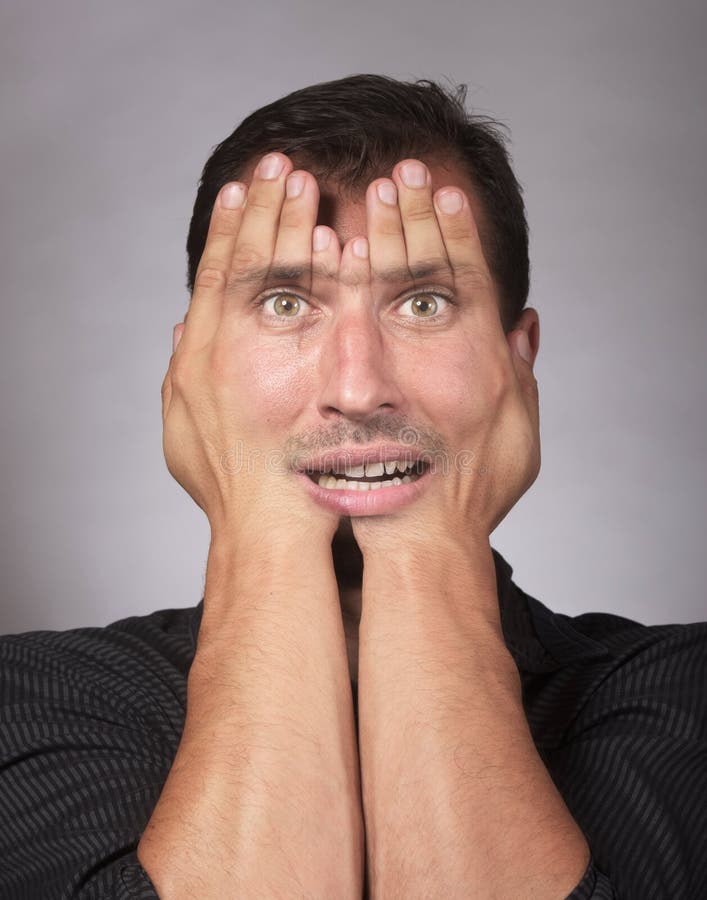 Stressed Man Covering His Face Stock Image - Image of depressed, eyes ...