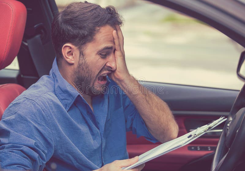 Stressed Man Driver Papers Sitting Inside Car Stock Photos - Free ...