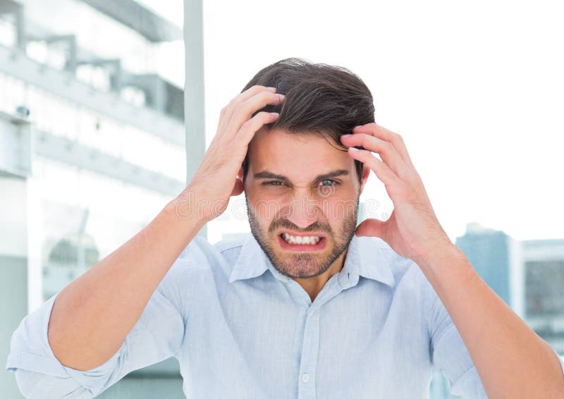 Stressed Man in Front of Buildings Structures Stock Image - Image of ...
