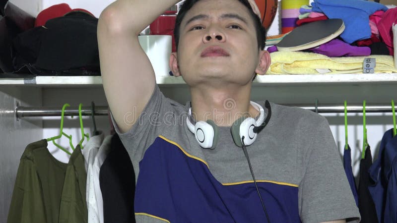 Stressed Man in Front of Closet Stock Video - Video of worry, stressful ...