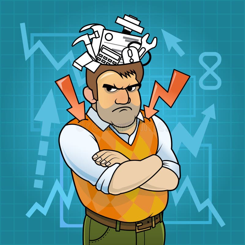 Stressed Man Got Many Problems Stock Vector - Illustration of cartoon ...