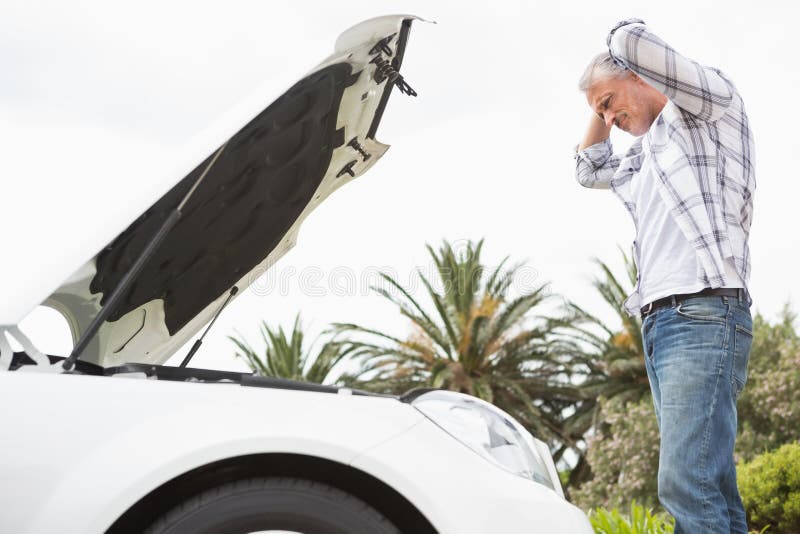 Stressed Man Looking at Engine Stock Image - Image of caucasian ...